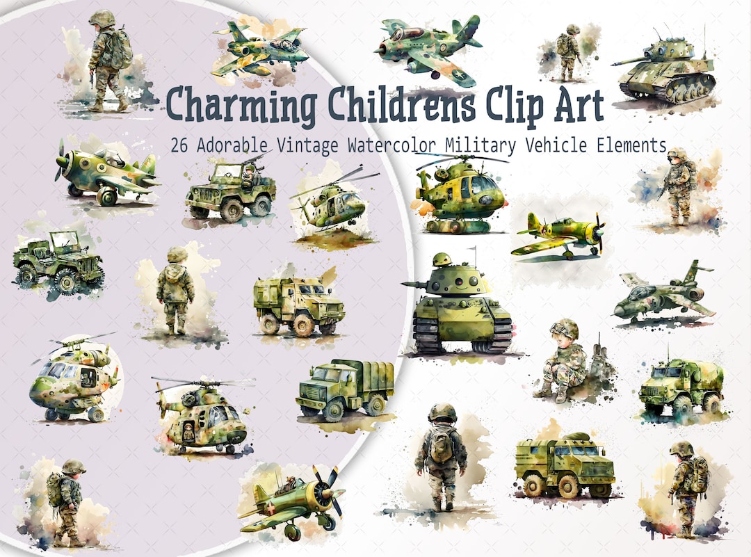 26 Cute Military PNG Illistrations Army Vehicle Clip Art Bundle, Cute ...