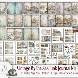 Coastal Holiday Town by the Sea Vintage Junk Journal Kit, Scrapbook ...