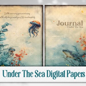 Under the Sea Digital Paper Ocean Life Journal Scrapbook Background ...