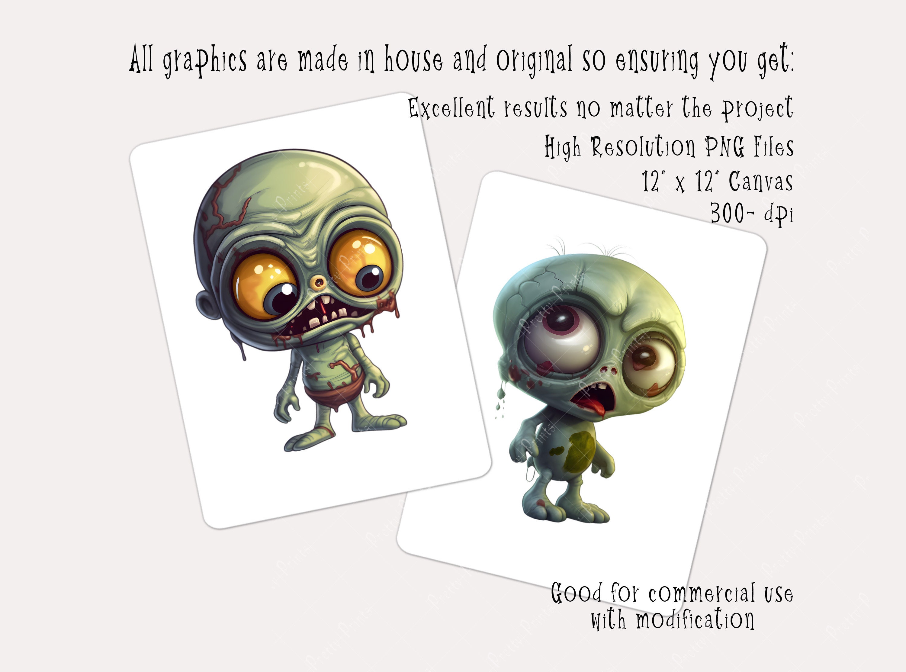 Zombie Friends Clip Art Spooky Cute PNG Graphics Download - Etsy