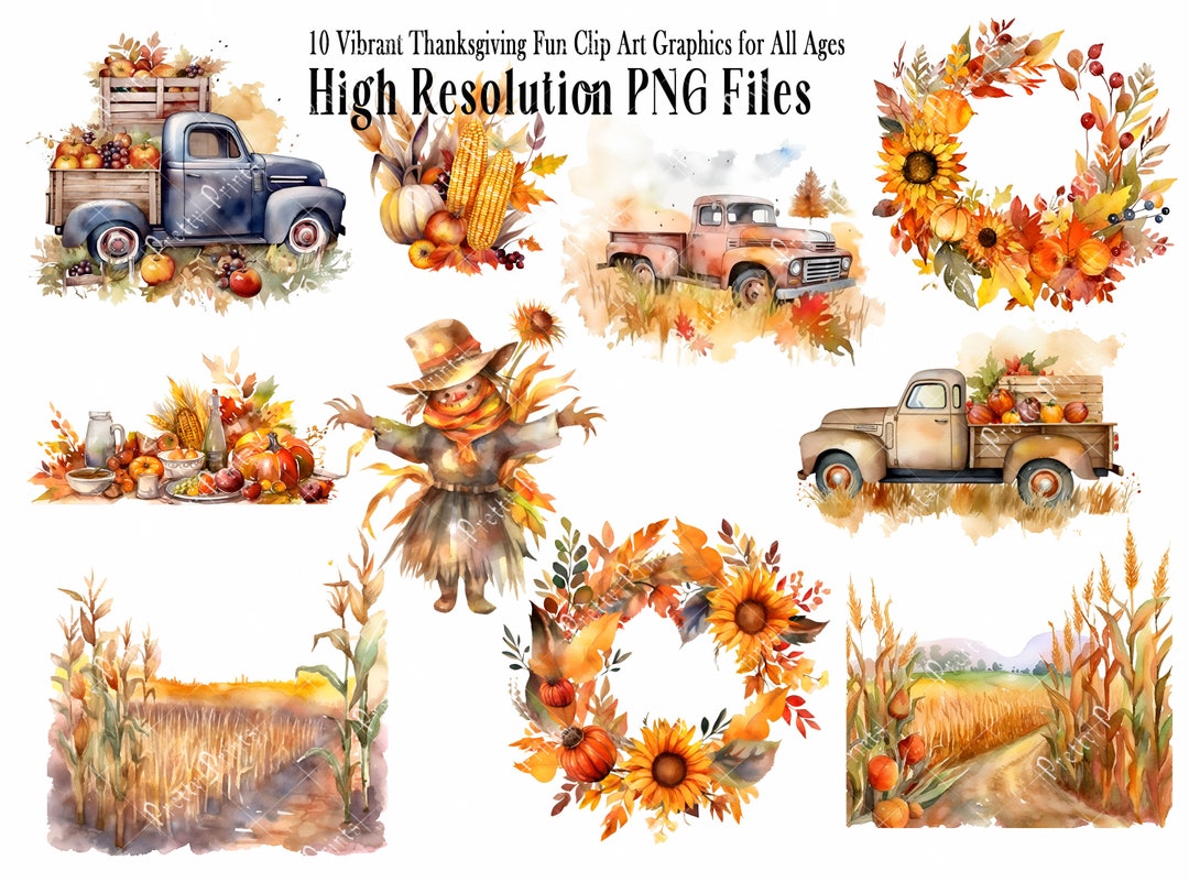 10 Thanksgiving Clip Art Graphics- Perfect Fall/autumn Printable ...