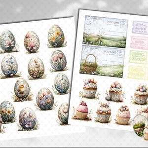Easter Folio Kit 2 - Junk Journal Printable Easter Egg Ephemera, Card ...