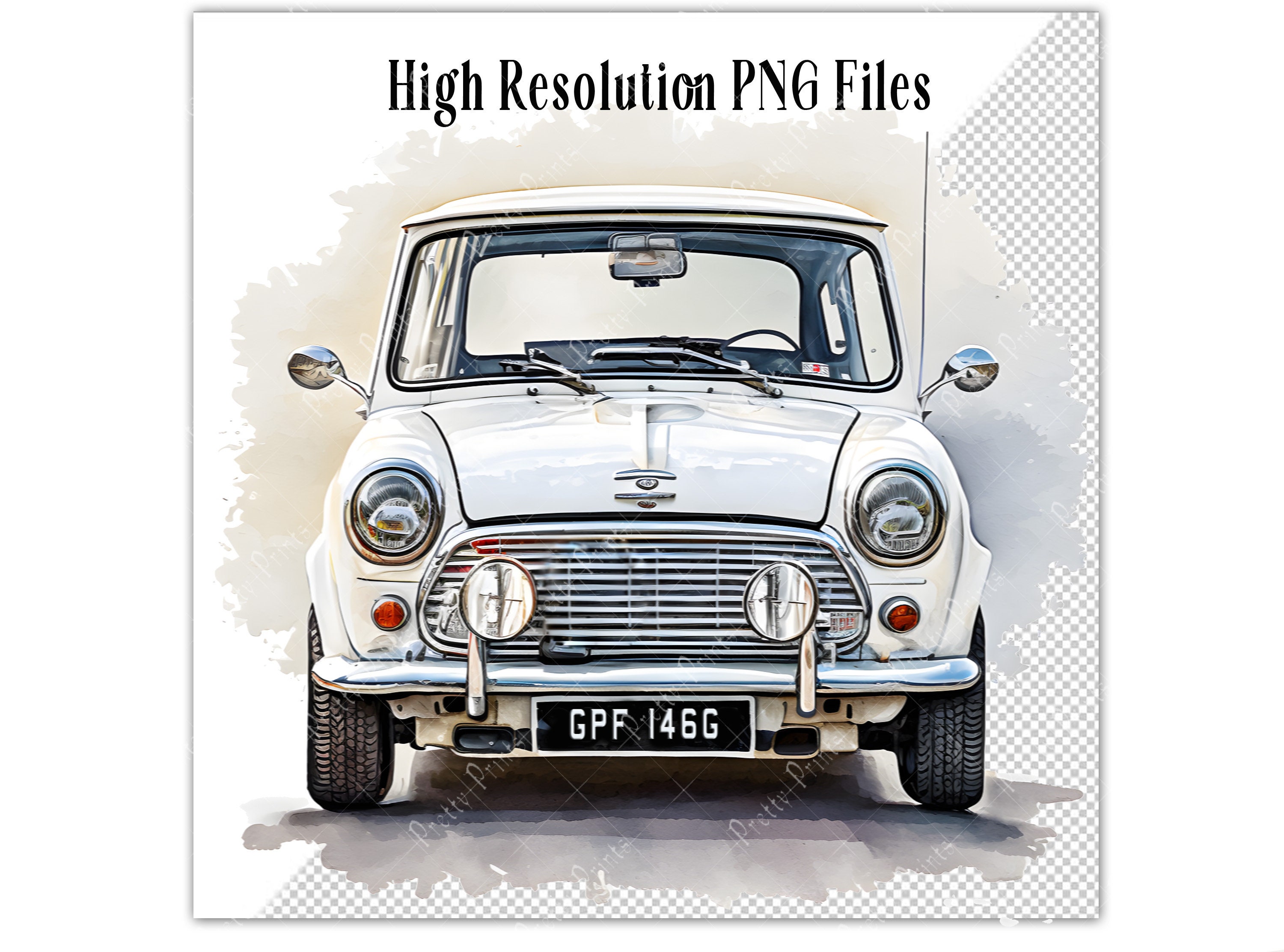 Classic Mini Cooper Clip Art: Digital Images for Cards - Etsy