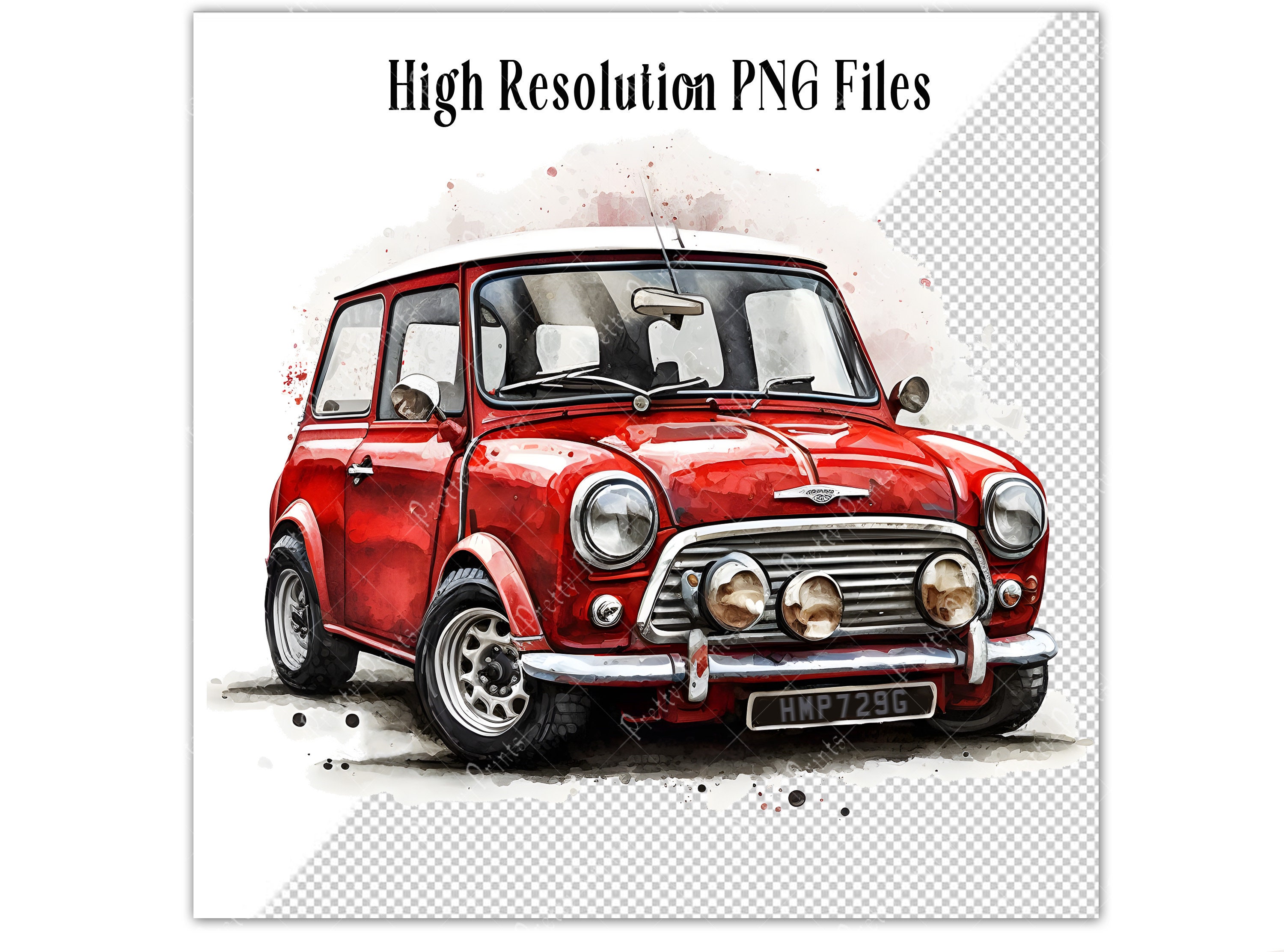 Classic Mini Cooper Clip Art: Digital Images for Cards - Etsy