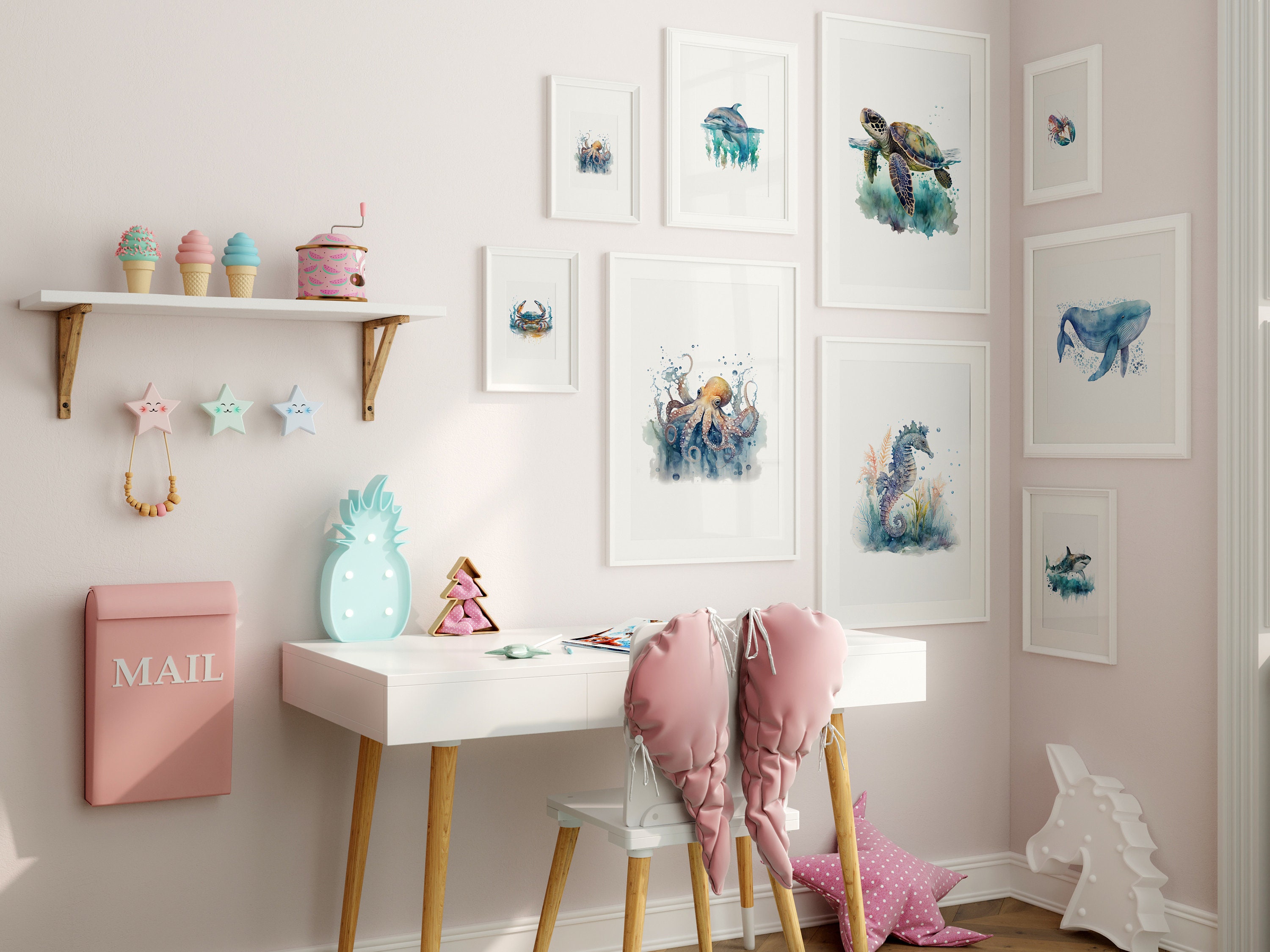 Set of 9 Wonderful Sea Creatures Marine Life Poster Whales - Etsy