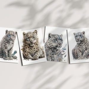 Snow Leopard Clip Art 300dpi Pngs, Card Making, Invitations, Prints ...