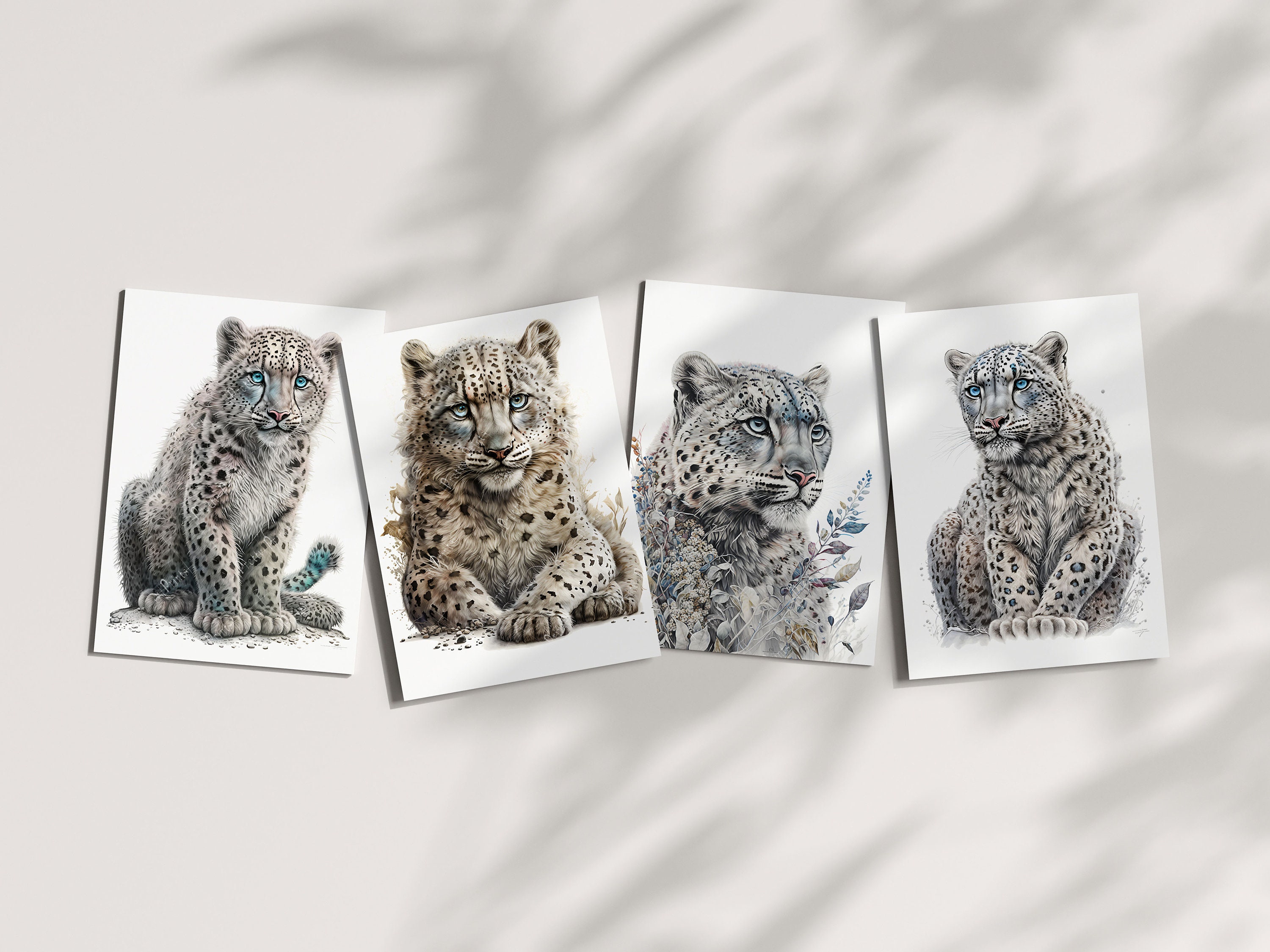 Snow Leopard Clip Art 300dpi Pngs, Card Making, Invitations, Prints ...
