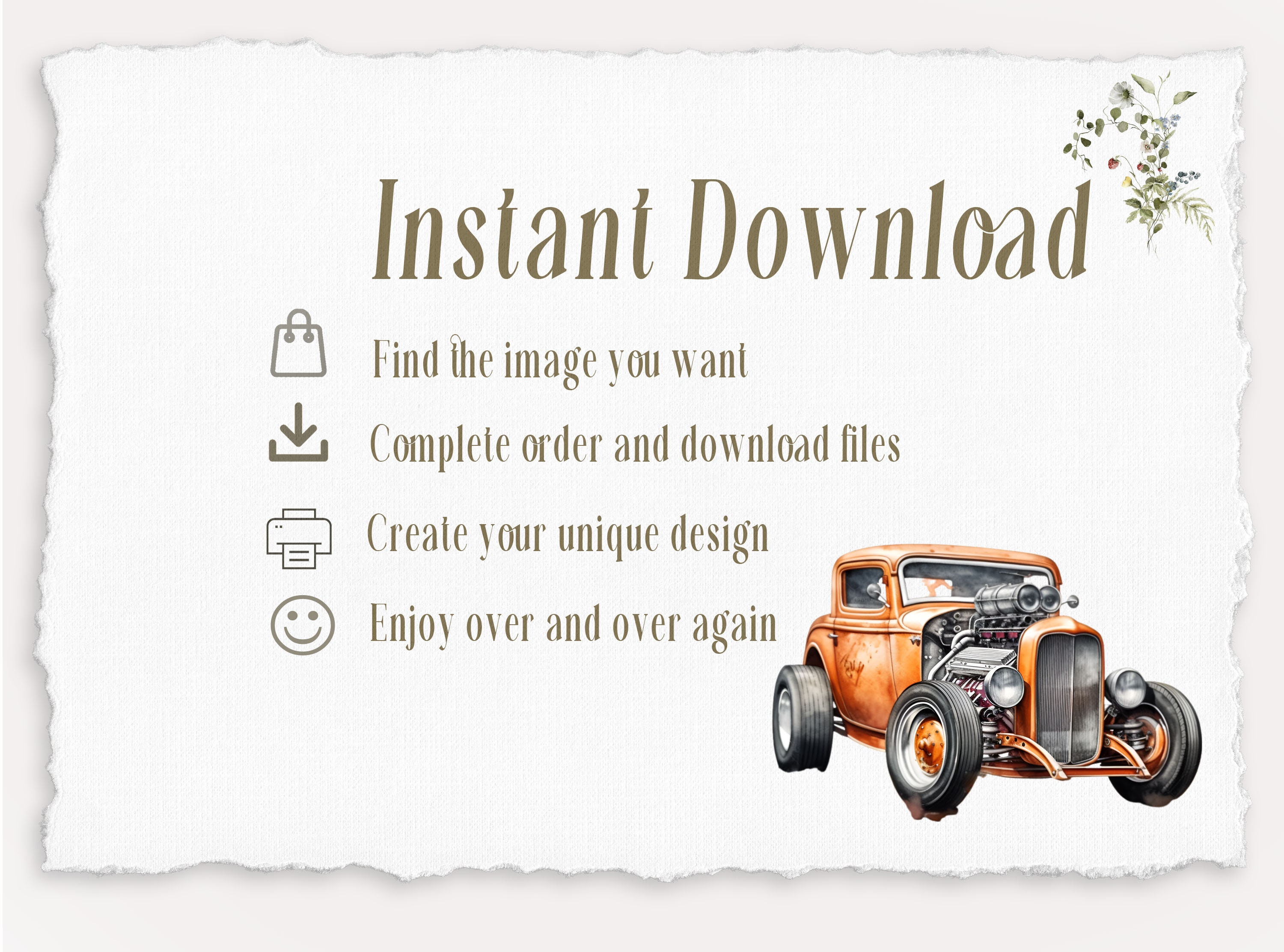 14 Timeless Classic Hot Rod Car PNG Images Print, Cards, Collage, Junk ...
