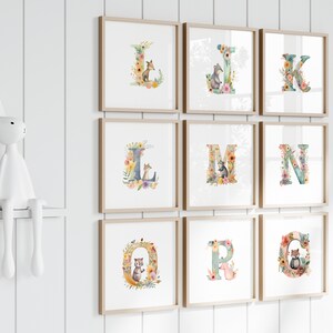 Alphabet Clip Art, Woodland Friends Floral ABC Printable Initial ...