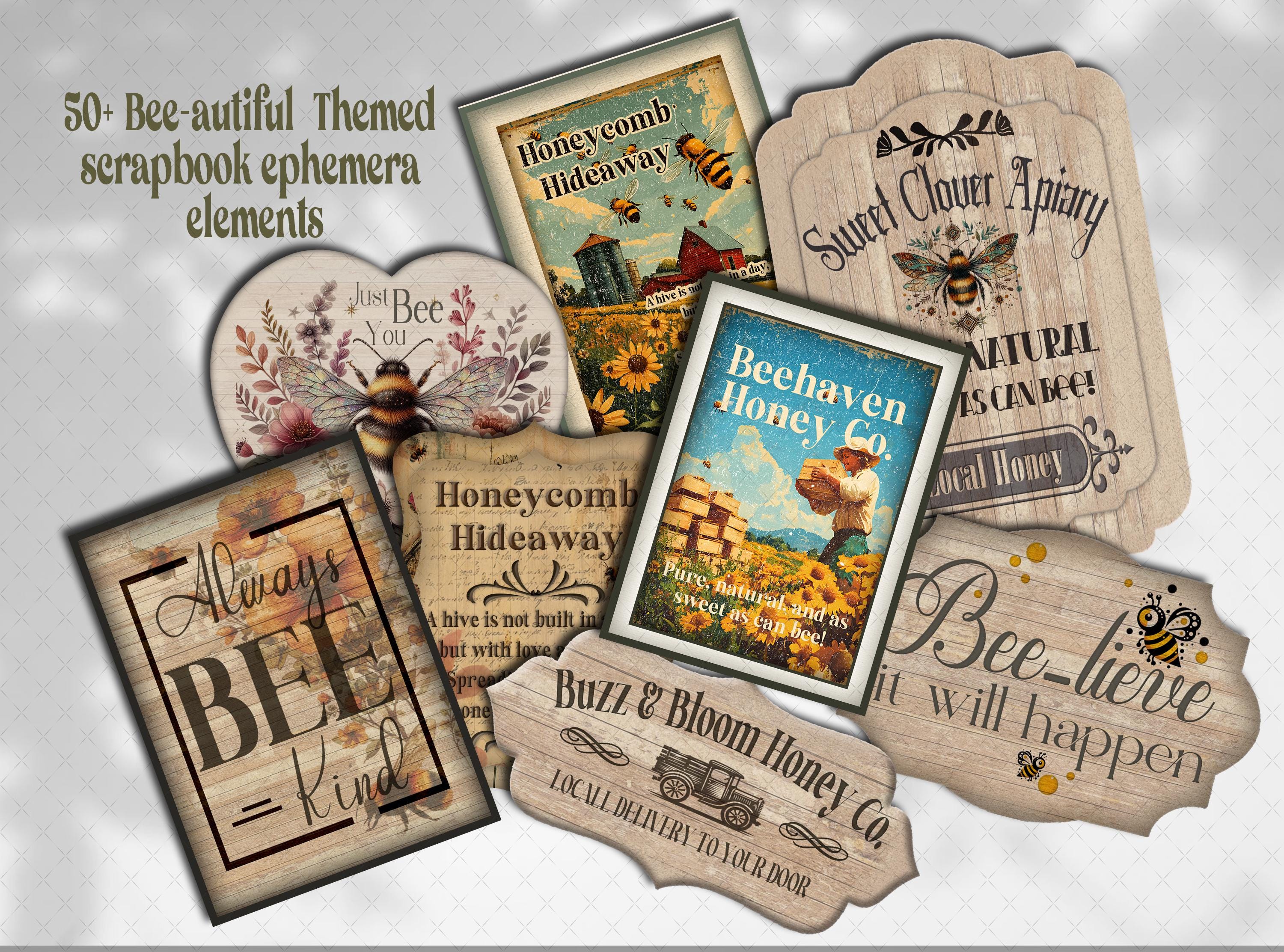 Bee Fussy Cut Signs & Labels: Retro Honey Ephemera Stickers | Junk ...