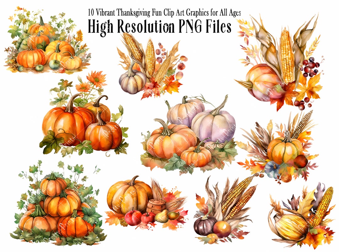 Thanksgiving Clip Art: Fall Harvest PNG Graphics (digital Download) - Etsy