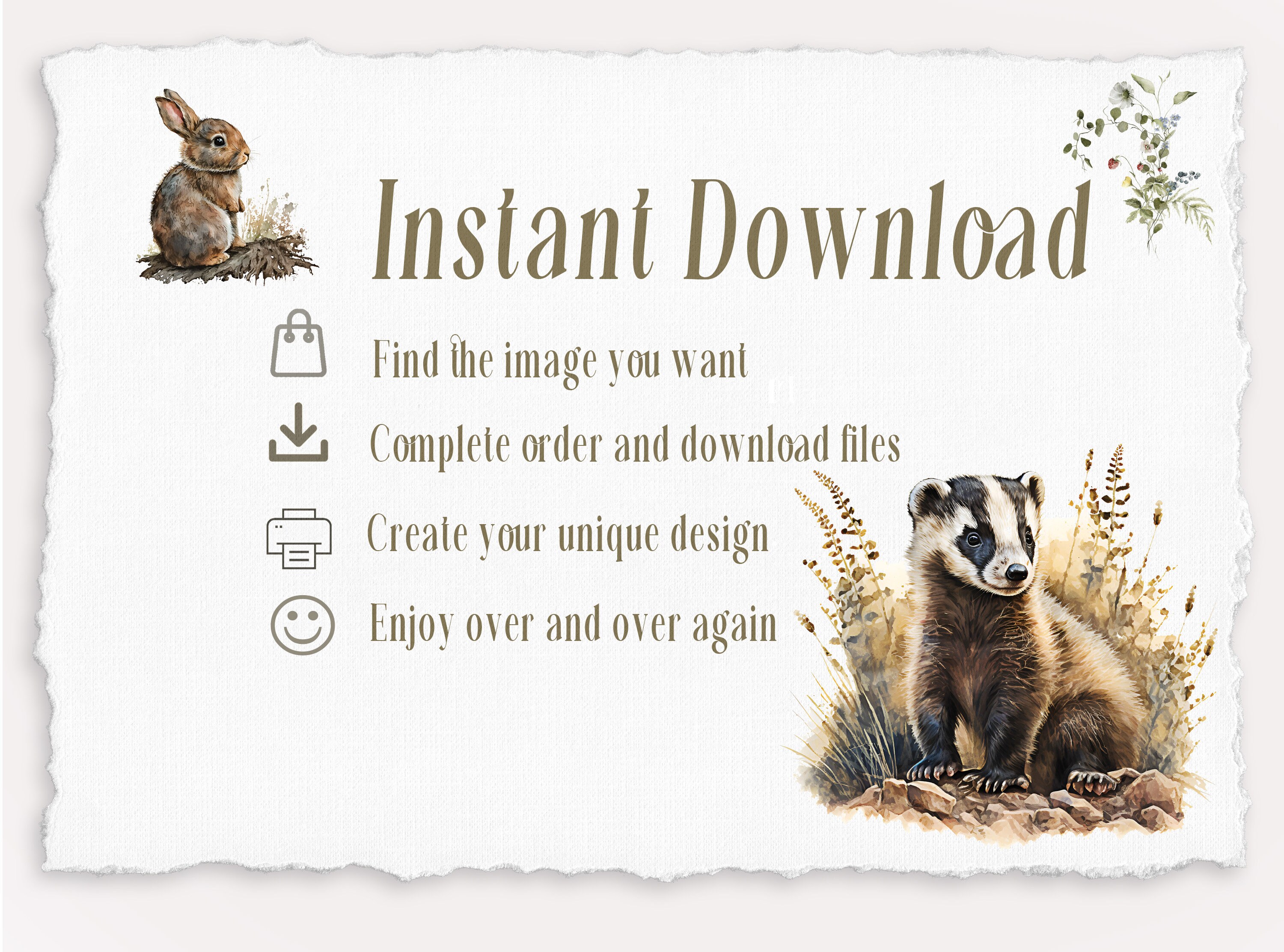 18 Woodland Friends Clip Art, Digital Images Cards, Invitations, Prints ...