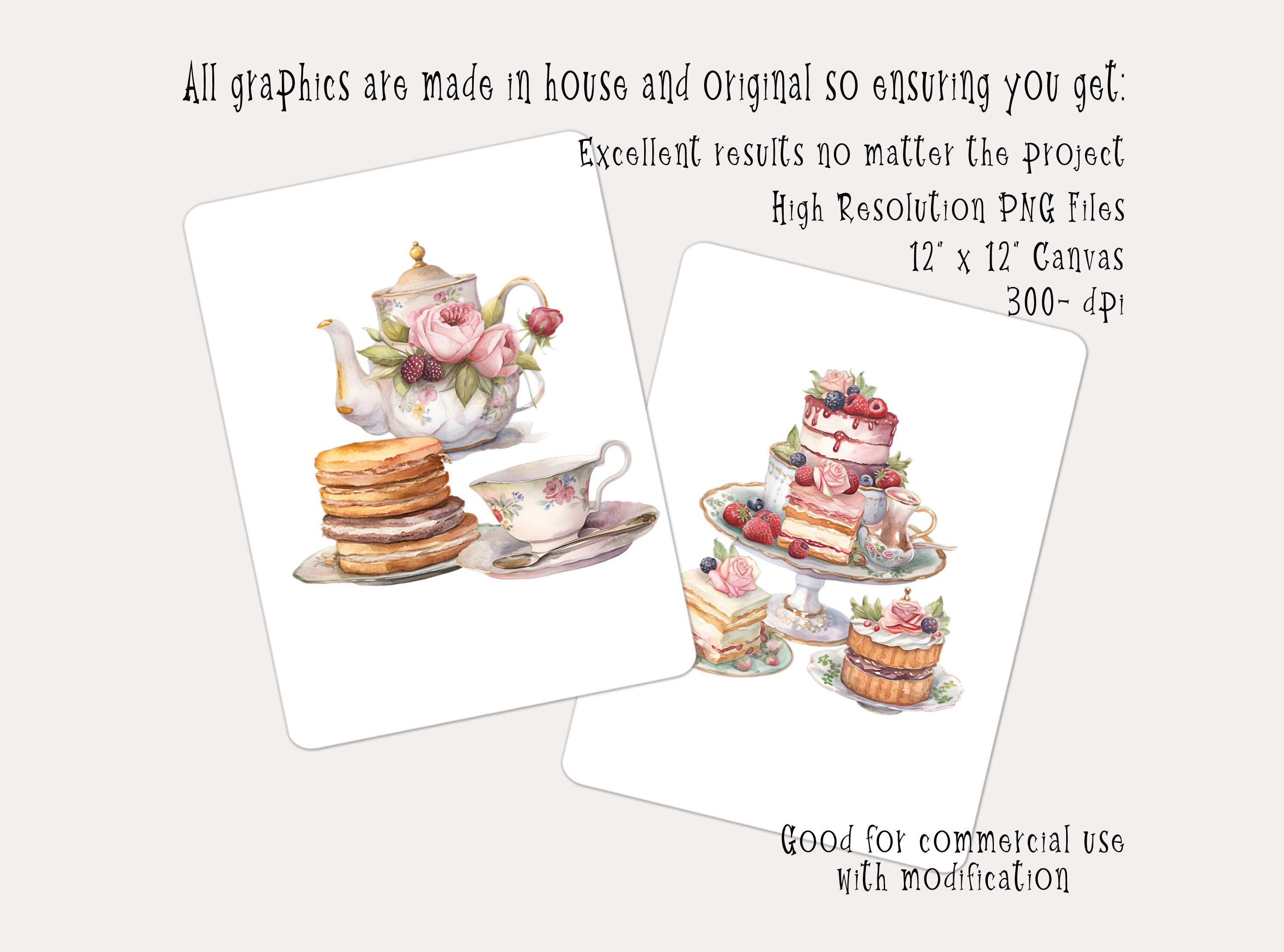 Shabby Chic Tea Party Clip-art Pack: Vintage Watercolour Set - Digital ...