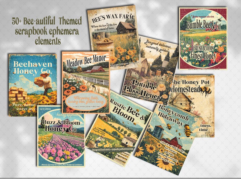 Bee Fussy Cut Signs & Labels: Retro Honey Ephemera Stickers | Junk ...