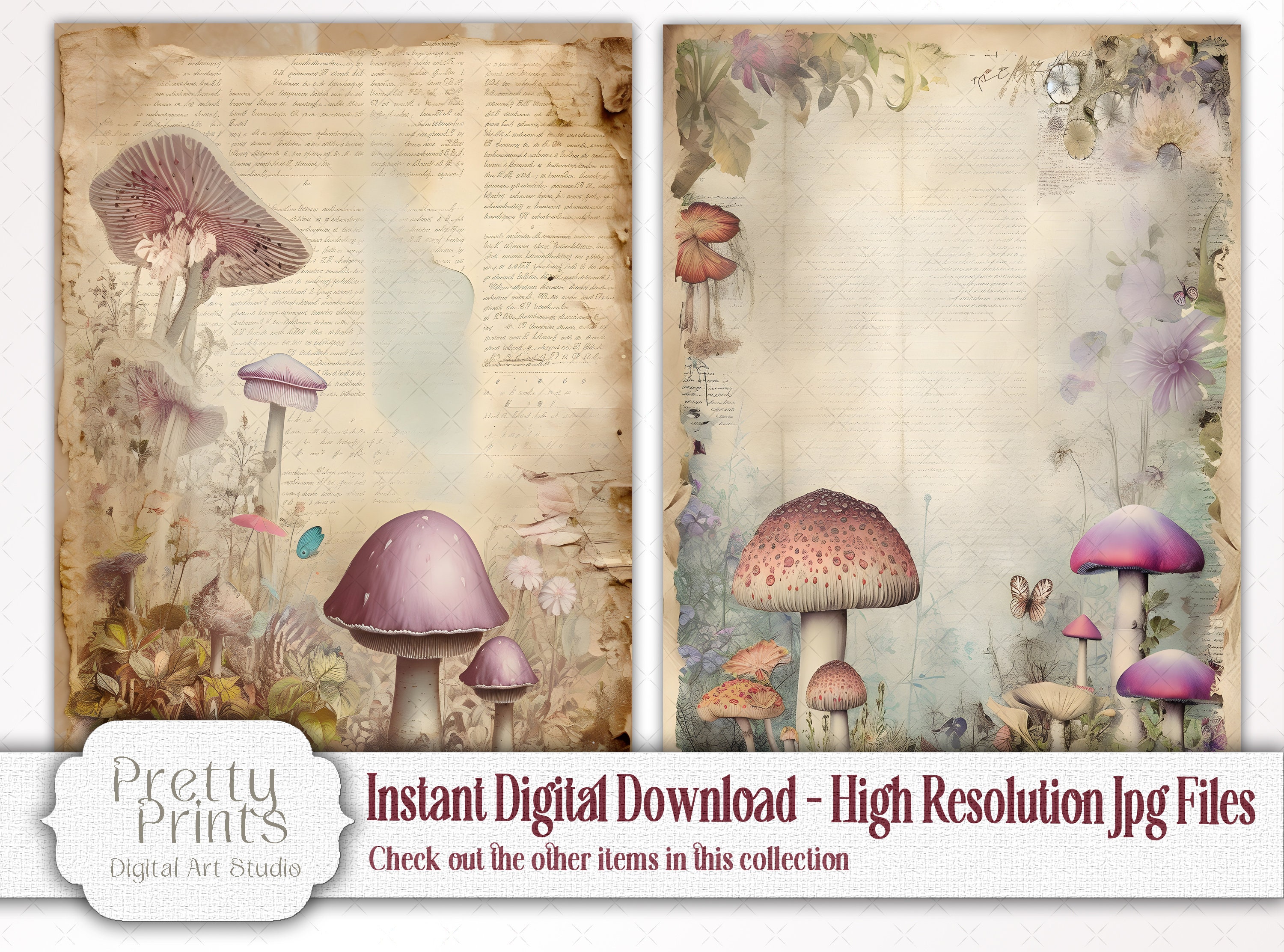 17 Garden Junk Journal A4 Size Sheet Bundle, Enchanted Garden ...