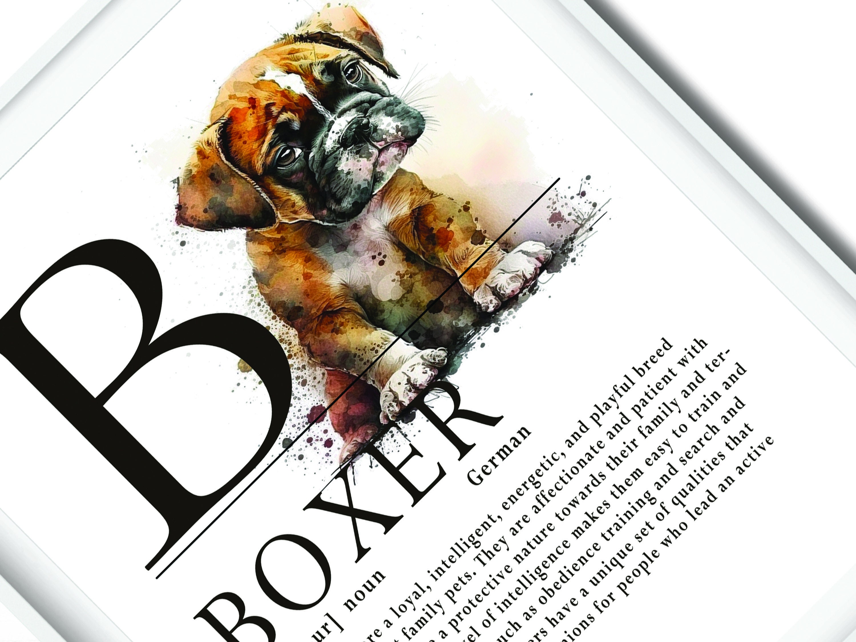 Boxer Dog Definition Art Print: Loyalty Intelligence - Etsy