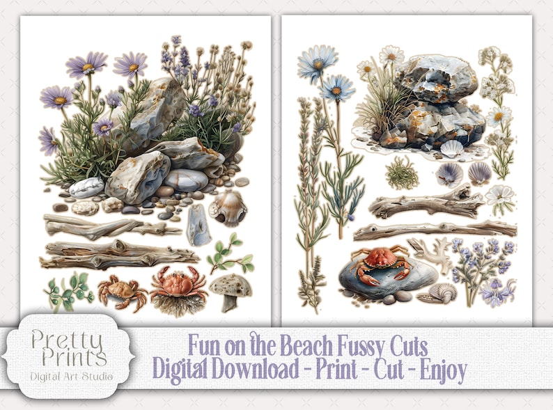 Coastal Beach Ephemera: Seaside Fussy Cut - by the Sea Junk Journal ...