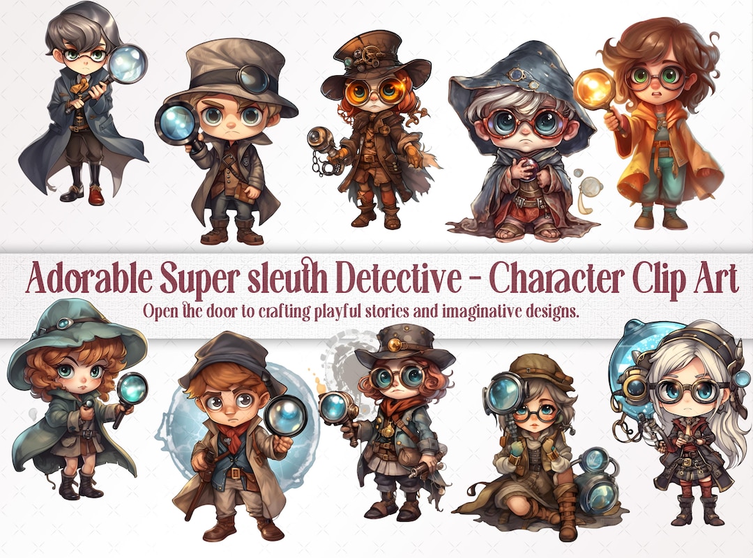 10 Steampunk Fantasy Detective, Super Sleuth Clip Art- Fantasy Craft ...