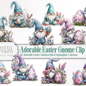10 Colorful Easter Gnome PNG Clip Art Bundle, Instant Digital Download ...