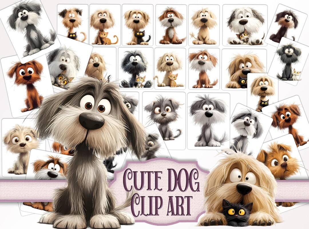 Cartoon Puppy Dog PNG Pack: 100 Pet Graphics for Stickers, Ephemera ...
