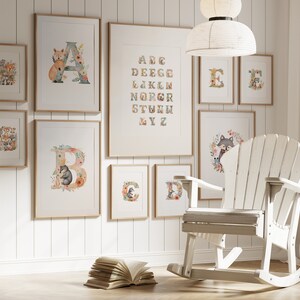 Woodland Friends Alphabet Floral Nursery ABC Prints, Download 26 ...