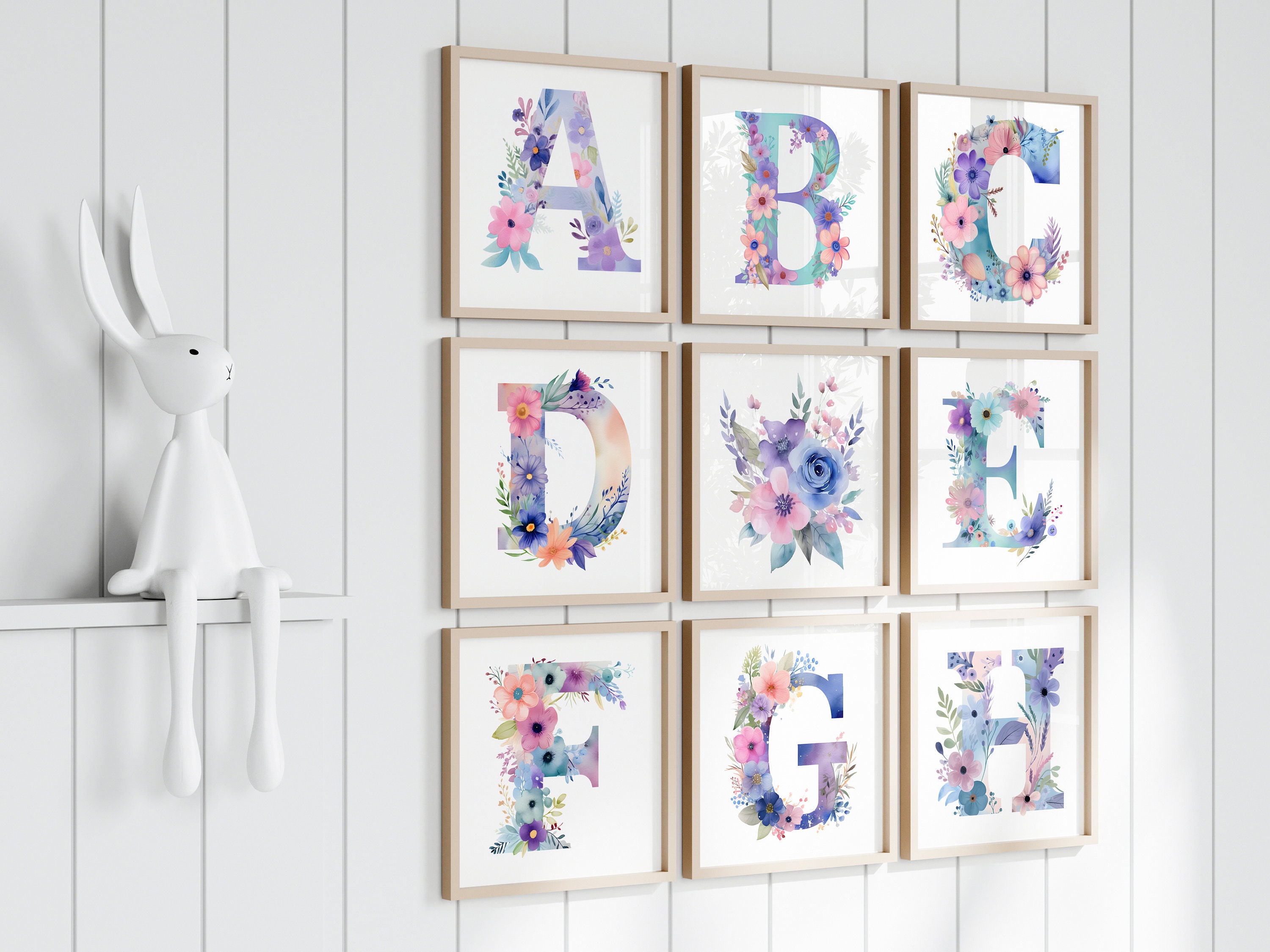 Cute Pink Alphabet Clip Art Full Set of Pngs Floral Initial Letters ...