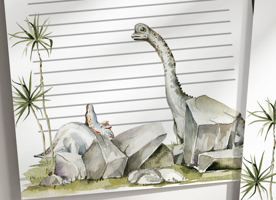 Child's Dinosaur Stationery Set, Dino Theme Printable Pages, Junk ...