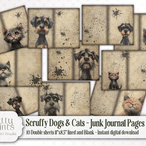 Scruffy Dogs & Cats Junk Journal Printable Kit, Fluffy Kitten, Rascally ...