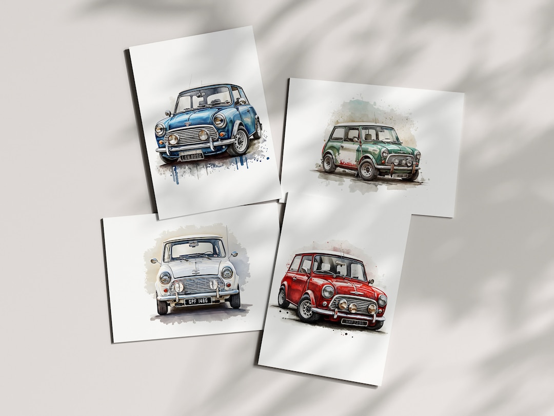 Classic Mini Cooper Clip Art: Digital Images for Cards - Etsy