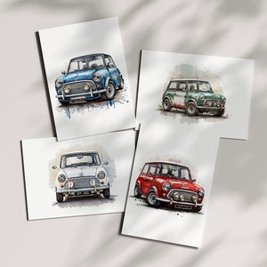 Classic Mini Cooper Clip Art: Digital Images for Cards - Etsy