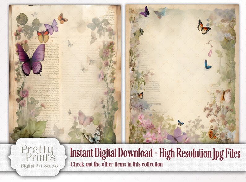 17 Garden Junk Journal A4 Size Sheet Bundle, Enchanted Garden ...