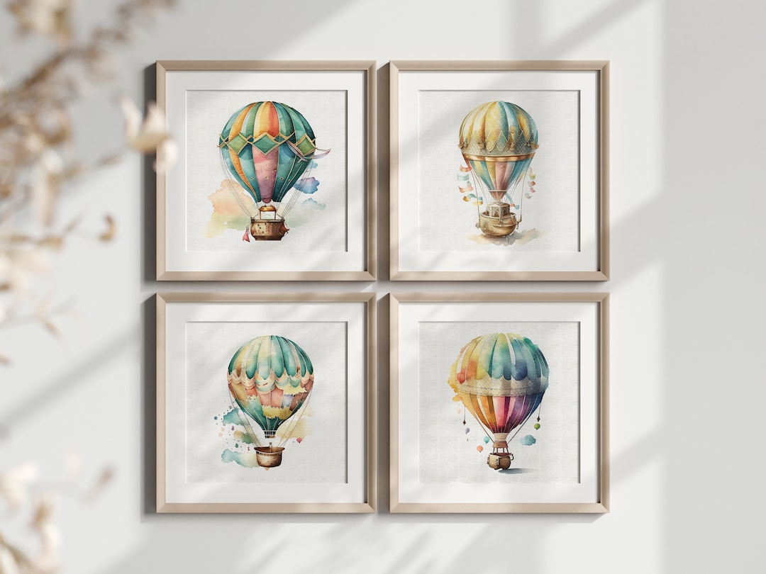 Hot Air Balloon Watercolor Printable 4 Original Artwork - Whimsical ...