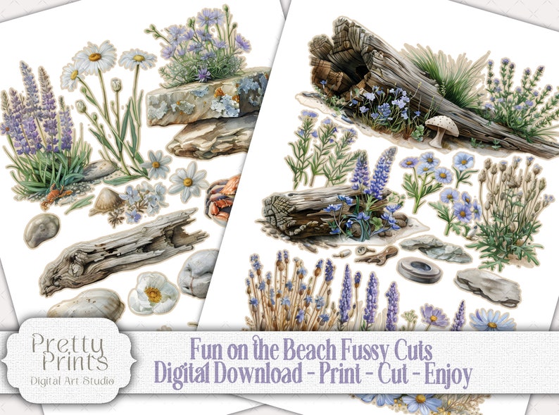 Coastal Beach Ephemera: Seaside Fussy Cut - by the Sea Junk Journal ...