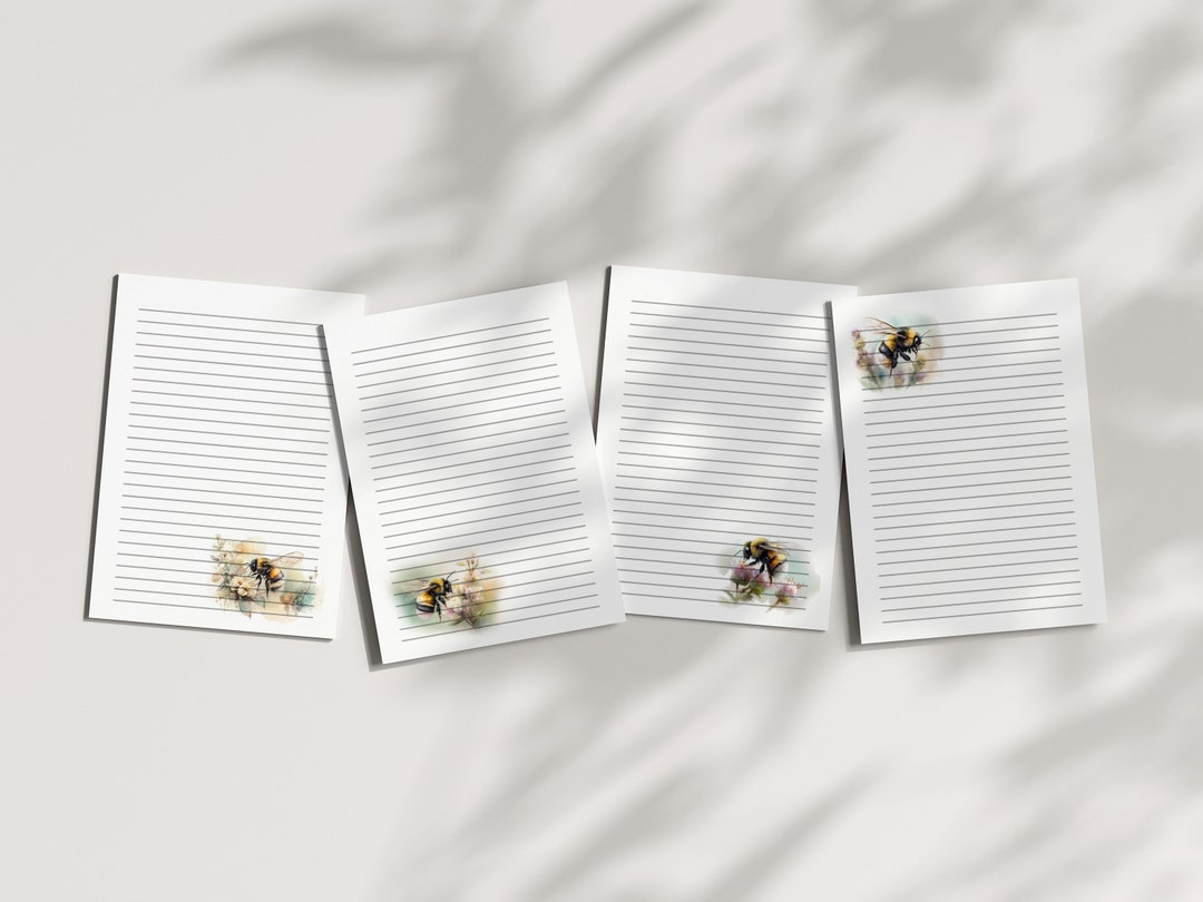 Bumble Bee Stationery Printable Writing Paper, Instant Digital Download ...