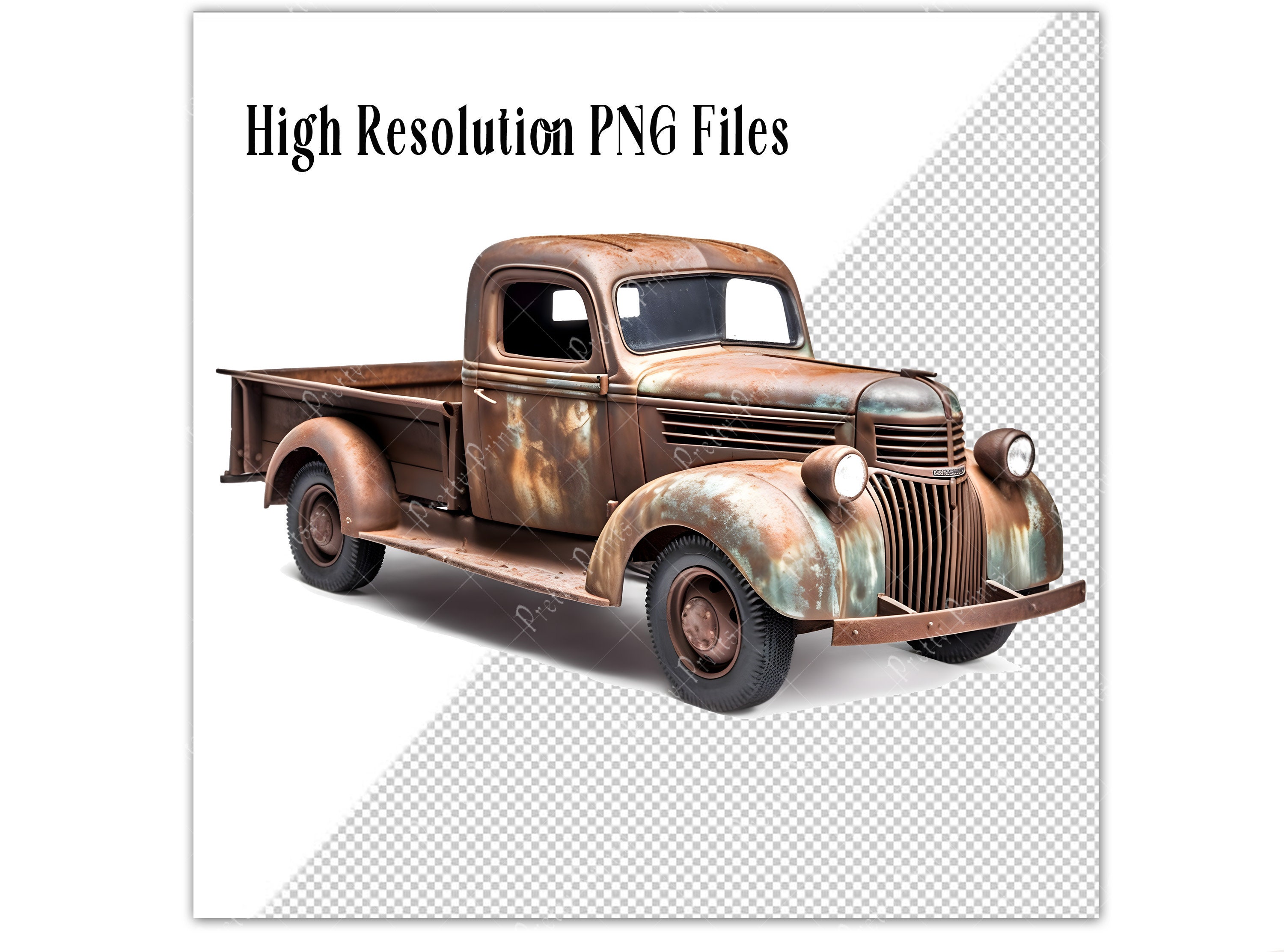 Vintage Pickup Truck Clip Art: Digital Images for Cards, Invitations ...