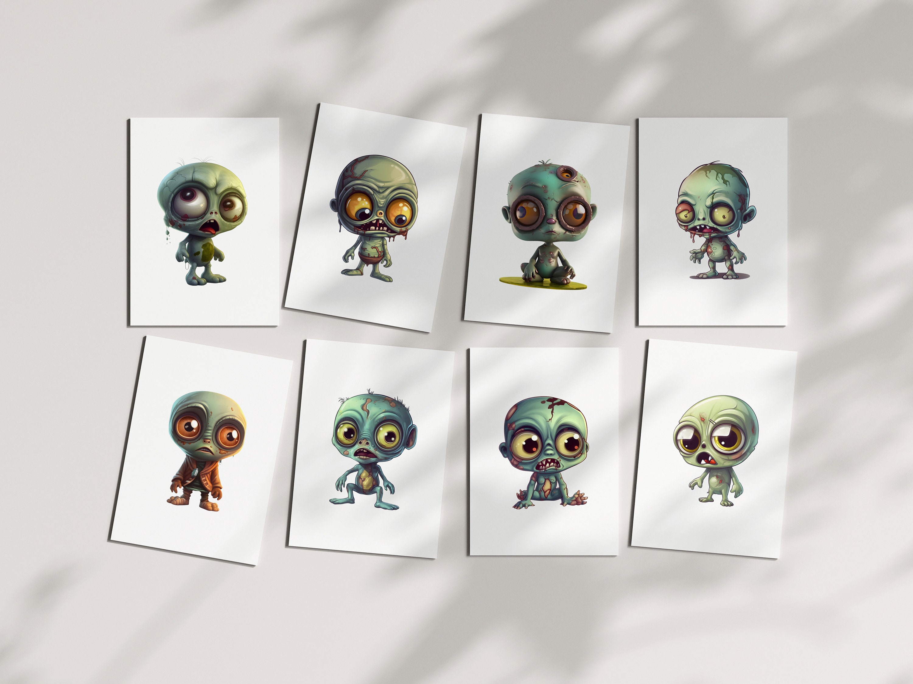Zombie Friends Clip Art Spooky Cute PNG Graphics Download - Etsy