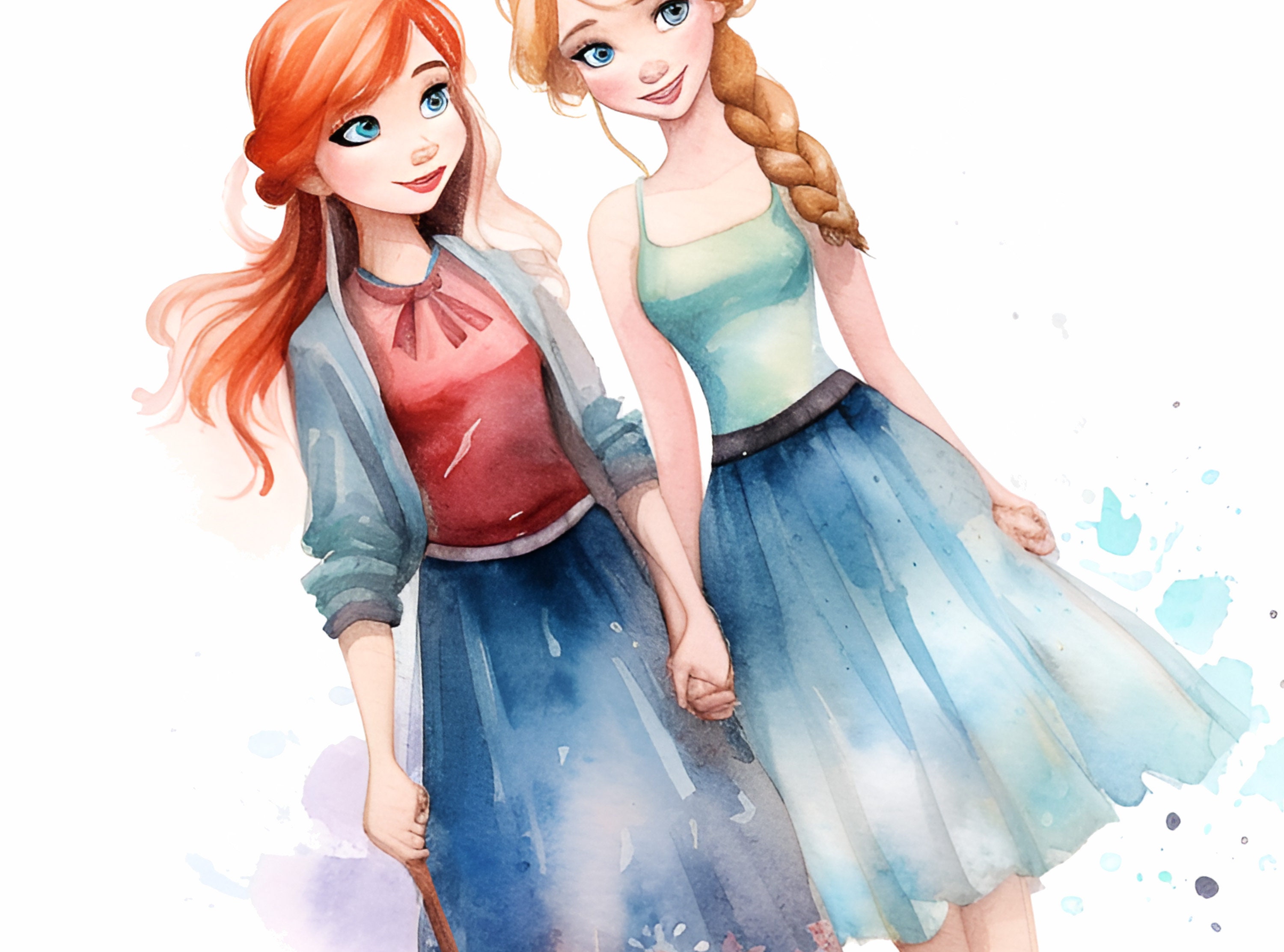 Enchanting Anna and Elsa Frozen Art Print Instant - Etsy
