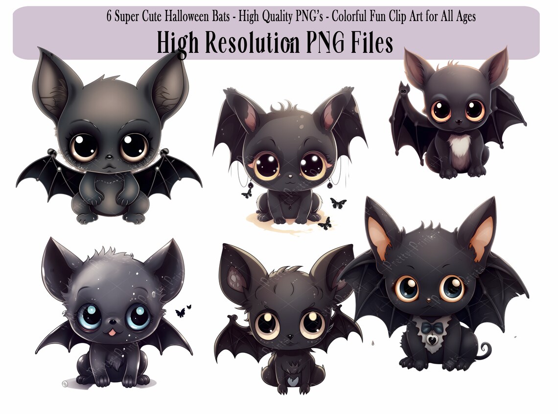 Cute Halloween Bat Clip Art Download Halloween Witches Bat - Etsy