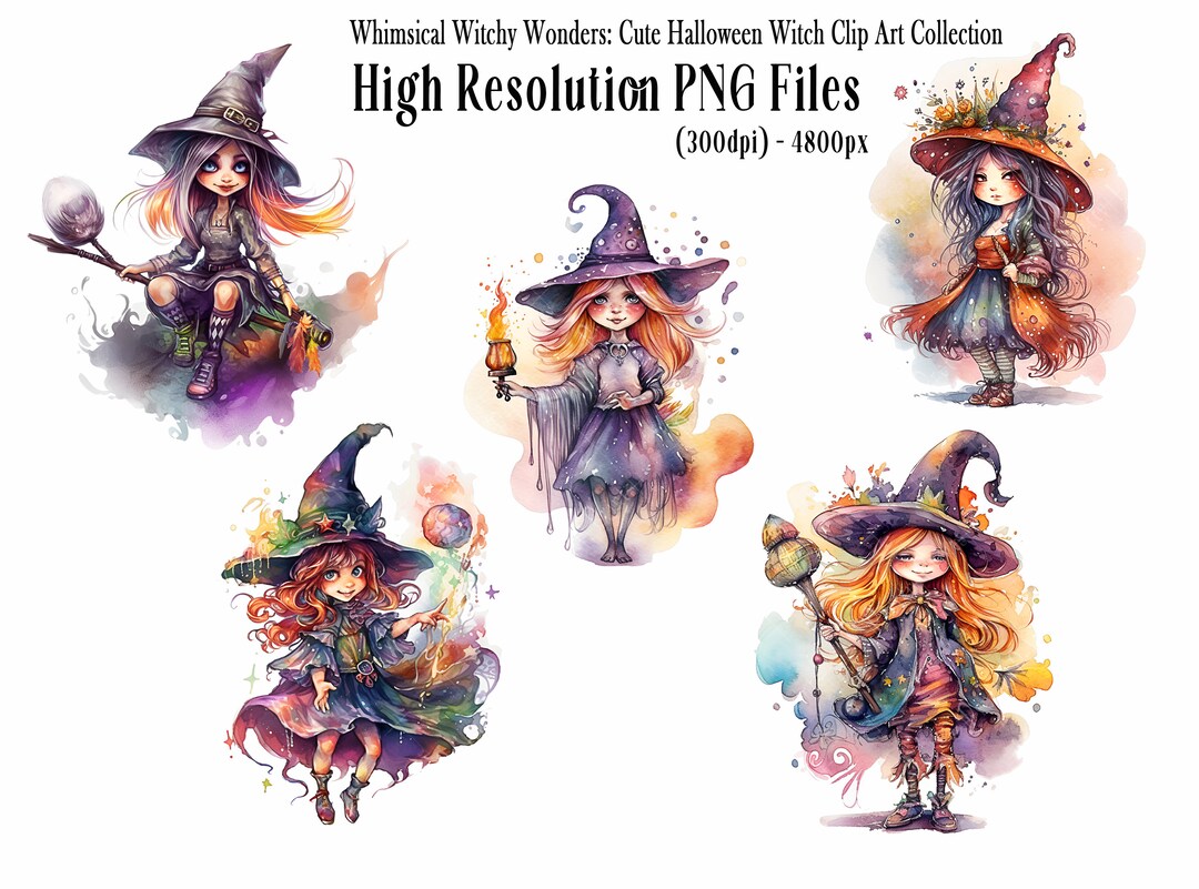 Cute Halloween Witch Clip Art - Halloween Hocus-pocus Spooky Large PNG ...