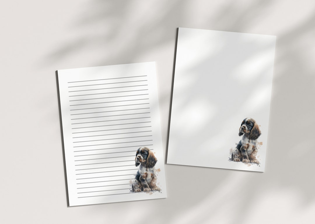 Cocker Spaniel Puppy Stationery, Printable Writing Paper, Instant ...