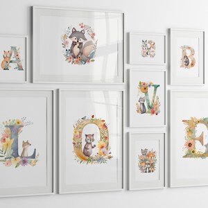 Woodland Friends Alphabet Floral Nursery ABC Prints, Download 26 ...