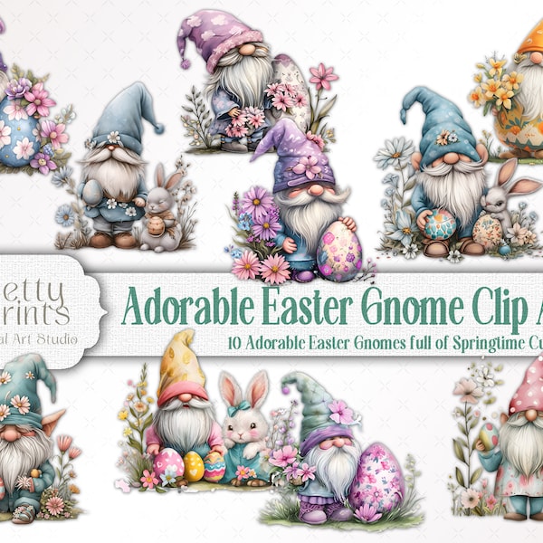 Easter Gnome Clip Art Bundle - Etsy
