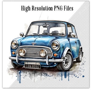 Classic Mini Cooper Clip Art: Digital Images for Cards - Etsy