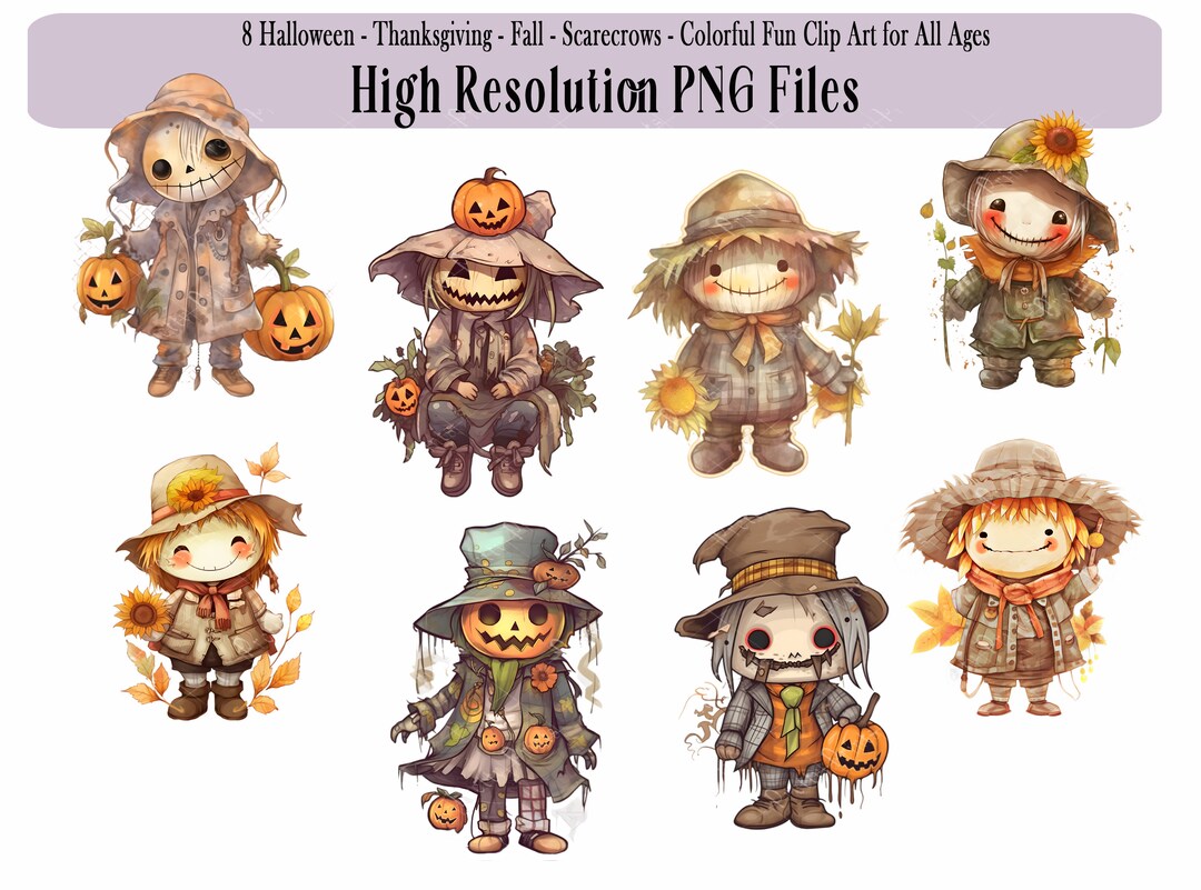 Cute Scarecrow Clip Art Printable Download, Ghoulish Scarecrow Png ...