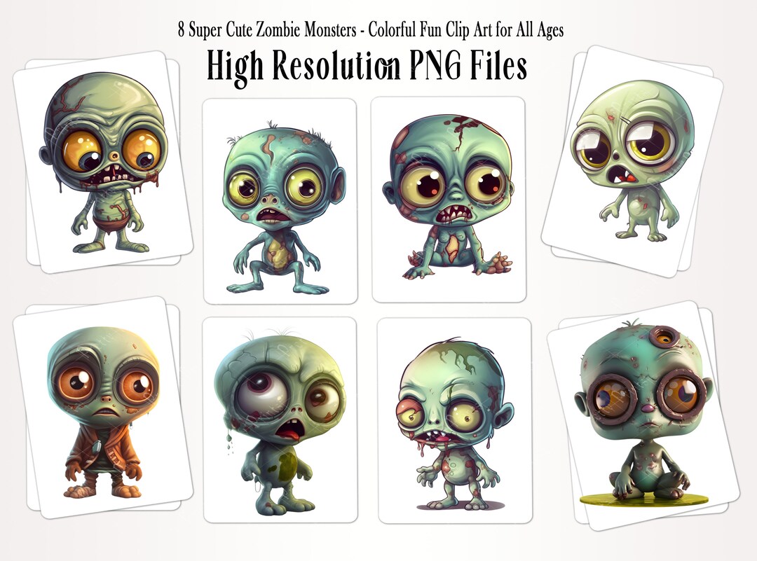 Zombie Friends Clip Art, Spooky Cute PNG Graphics Download, Ghoulish ...