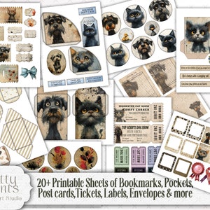 Scruffy Dogs & Cats Junk Journal Printable Kit, Fluffy Kitten, Rascally ...