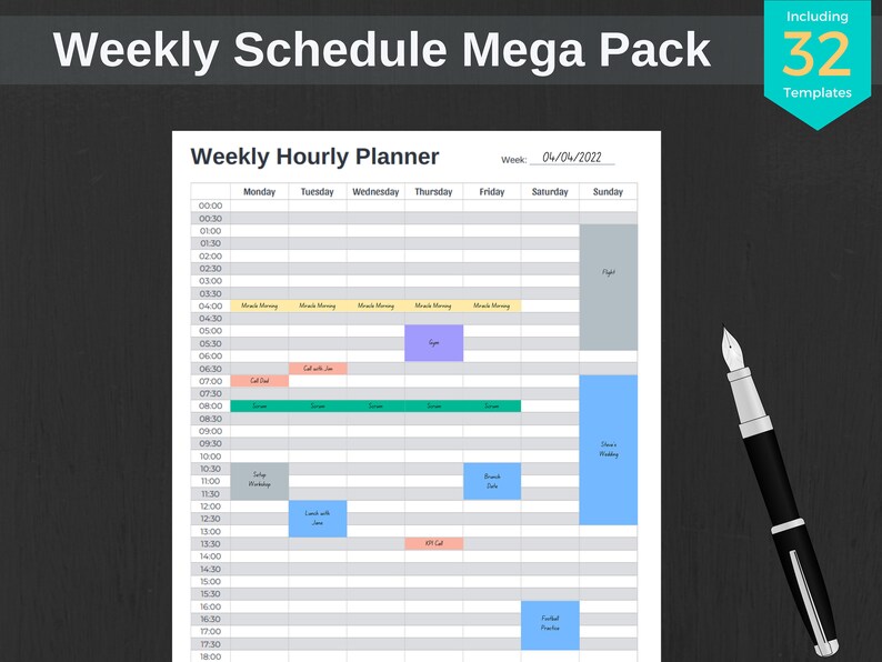 Weekly Schedule Mega Pack, Printable, Goodnotes and Notability ...