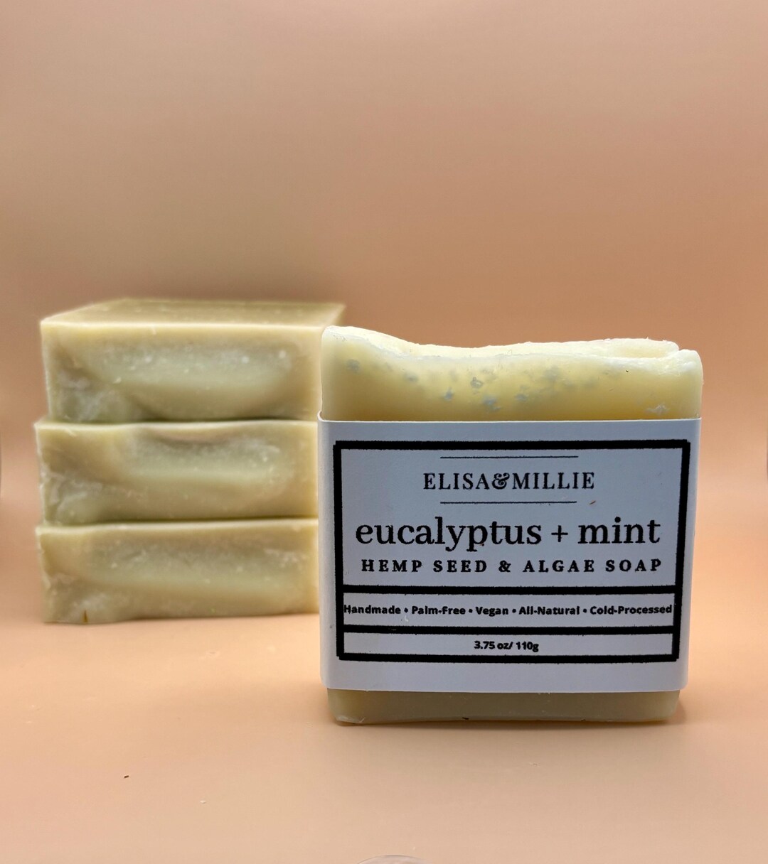 Eucalyptus + Mint Hemp Seed & Algae Handmade All-natural Gentle Bar ...