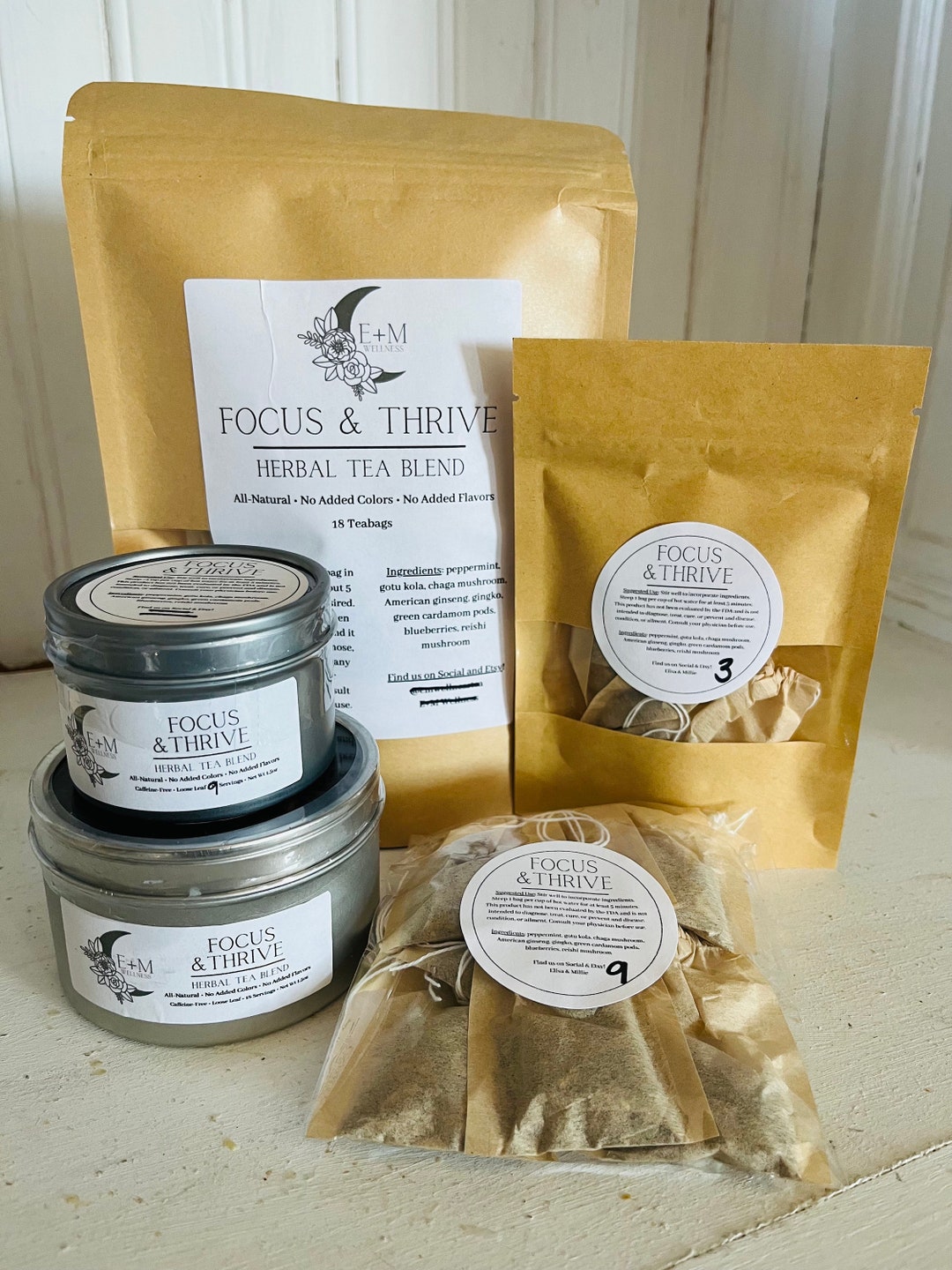 Focus & Thrive Herbal Tea Blend, Eco Friendly, Multiple Serving Options ...