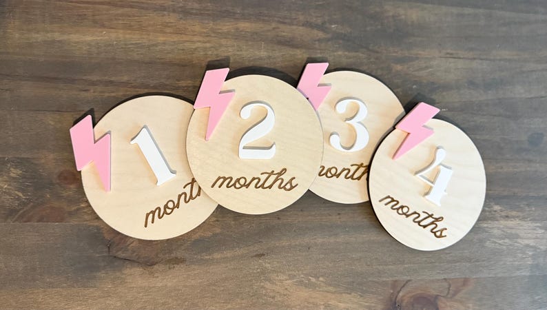 Personalized Lightning Bolt Baby Milestone Markers: Wood & Acrylic ...